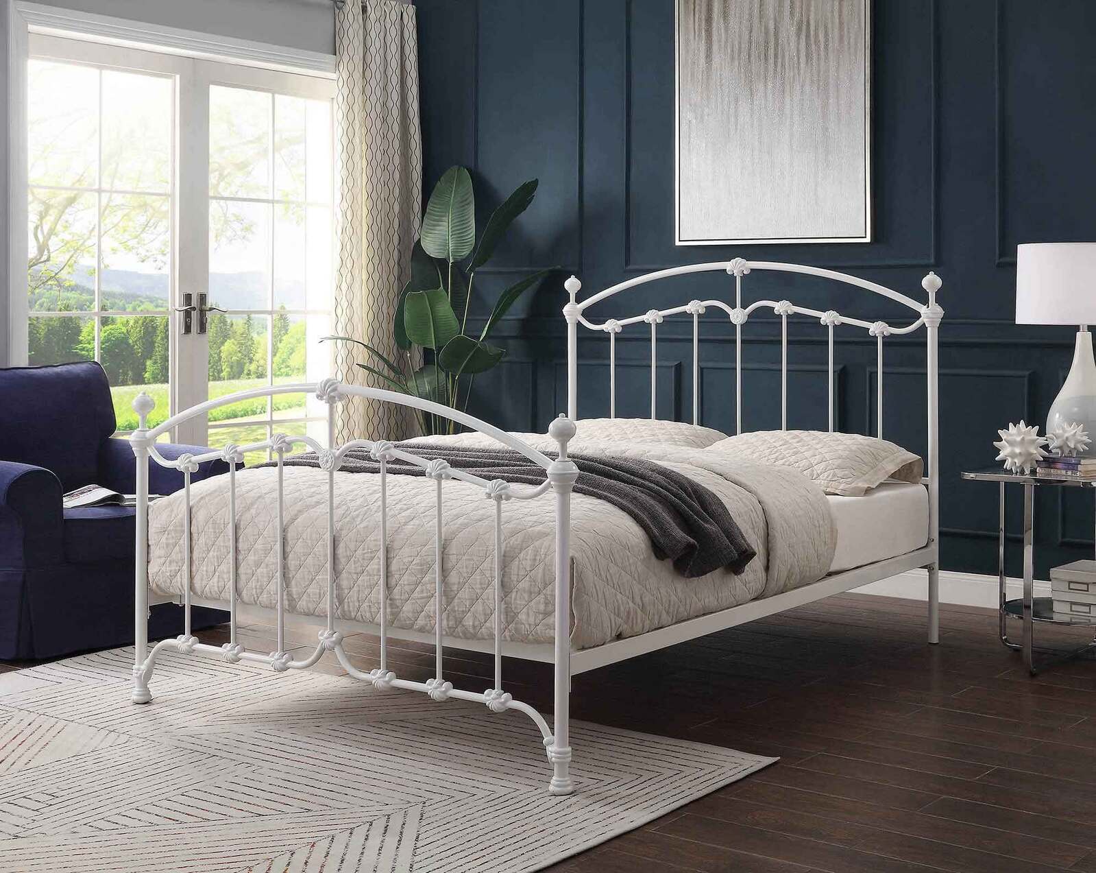 Katrina White Cast Wrought Iron Bed Double Queen King Single